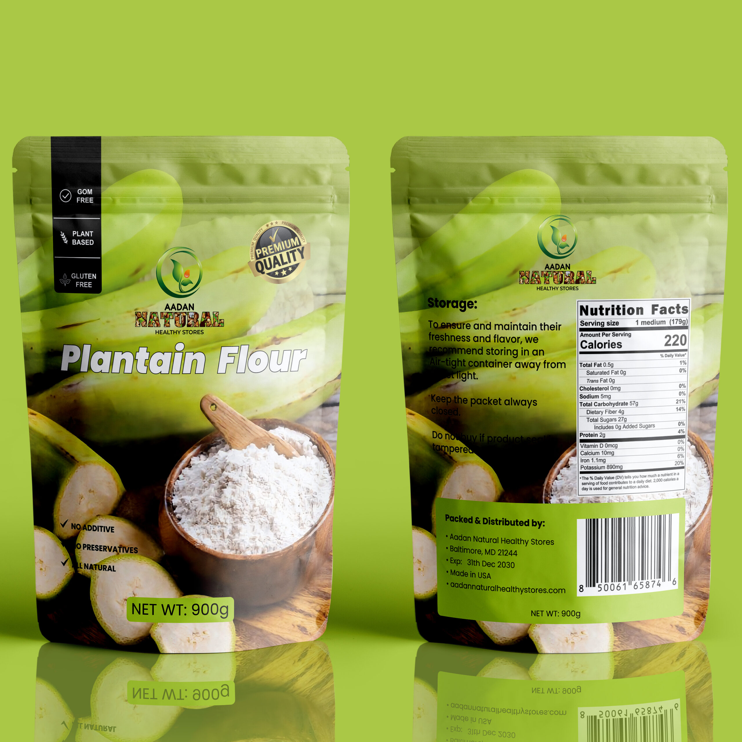 Plantain Flour- 900 grams - Aadan Natural Healthy Store