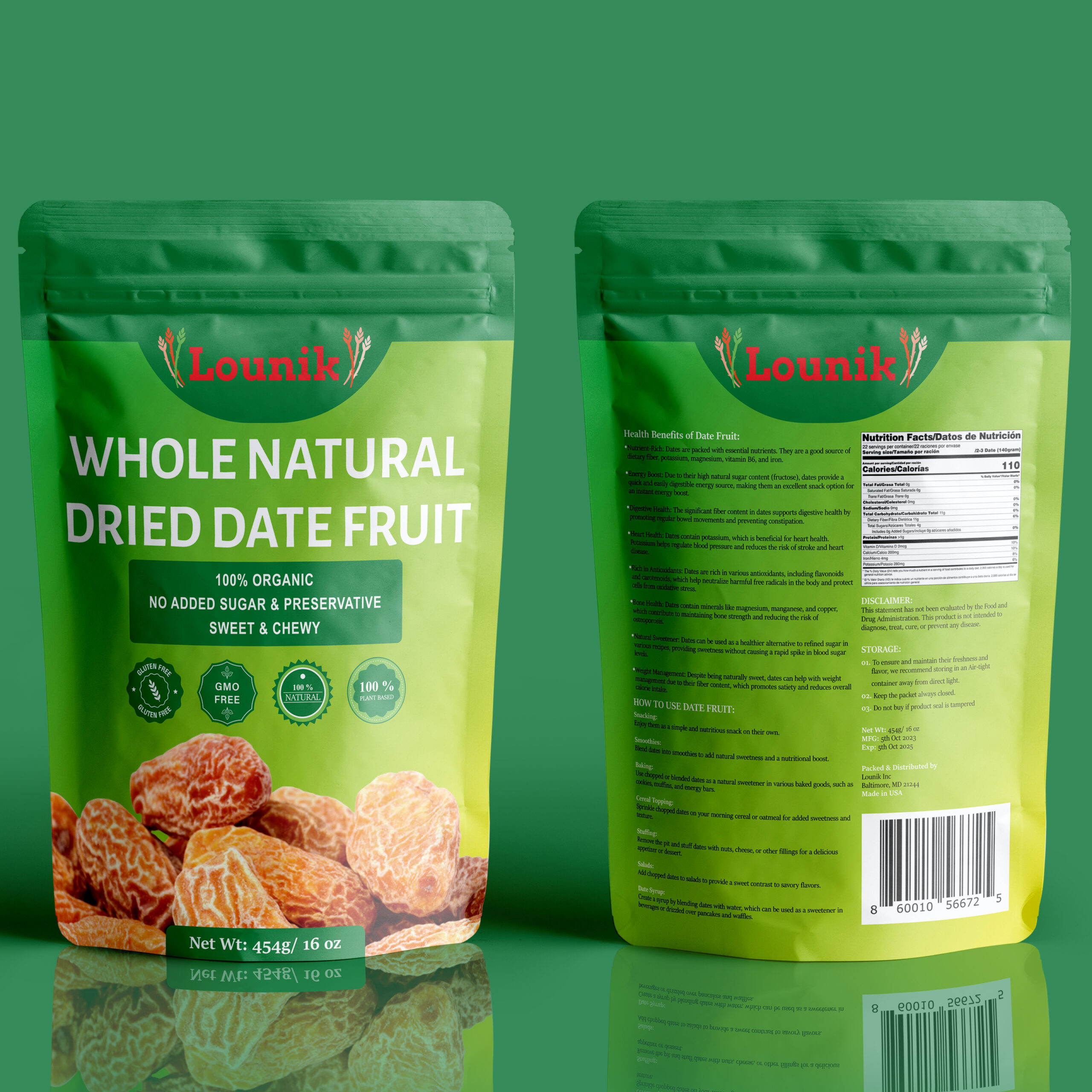 Date Fruit- Sun Dried - 8 oz/ 220 grams - Aadan Natural Healthy Store